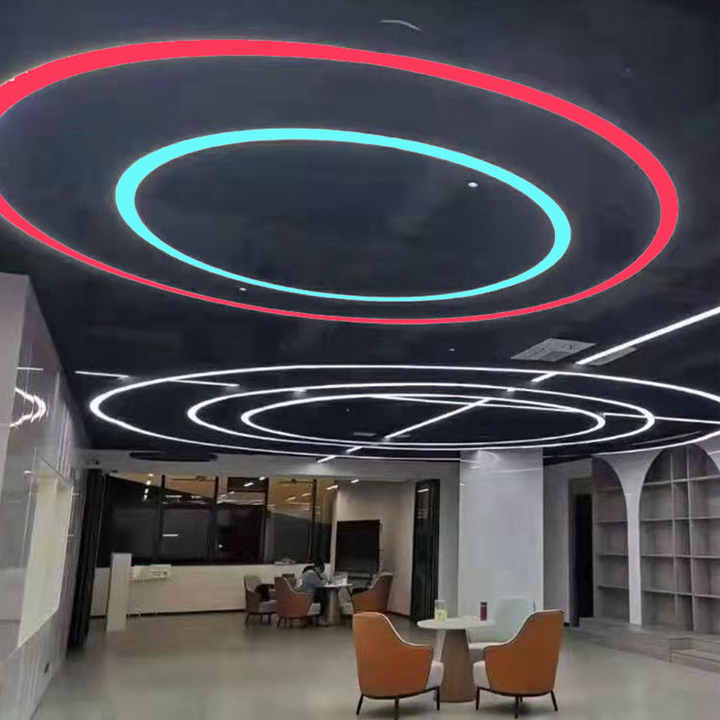 Modern Round LED Lighting Fixture - Office Linear Circle Pendant
