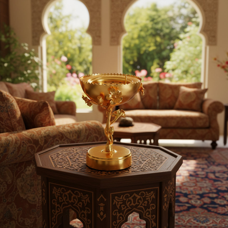 Luxury High Footed Cup Shaped Metal Arabic Incense burner Living Room ...