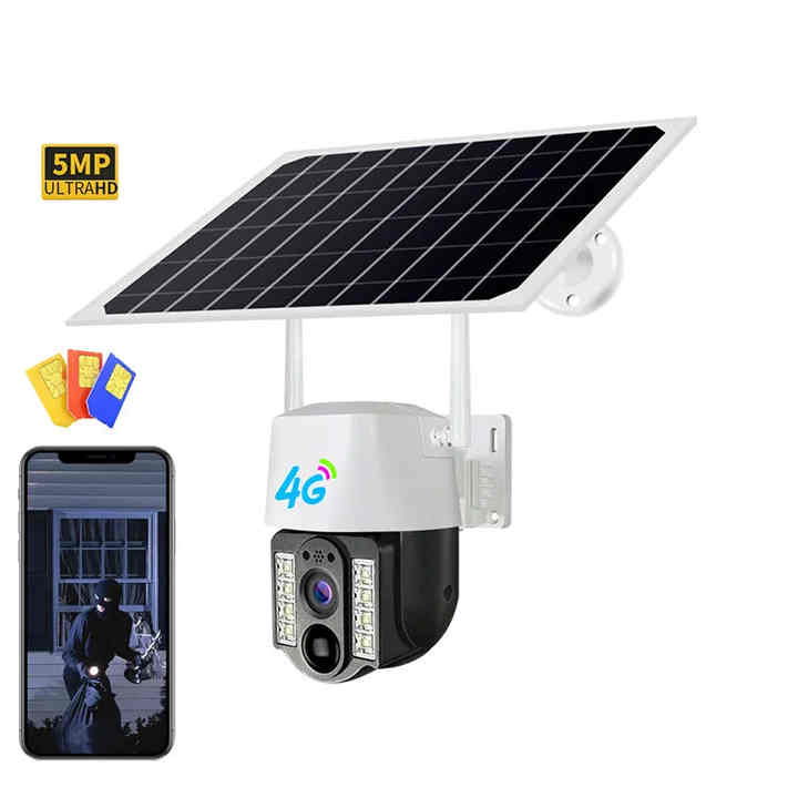 5MP Outdoor Solar Powered IP Network CCTV Security Camera 4g/Wifi Low ...