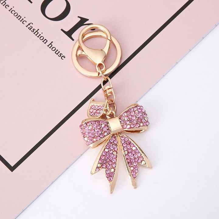 Hot Style Rhinestone Crystal Cute Key Chains Metal Enamel Marvel Bow ...