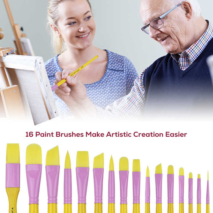 Custom Logo Paint Brush Set Artist 16 Pcs Wooden Face Art Paint Brush ...