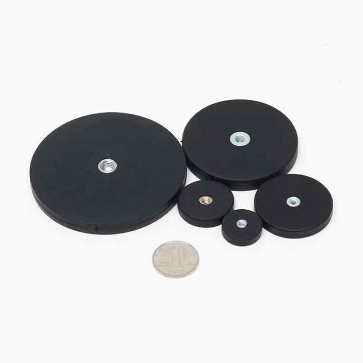 Round Magnetic Mounting Magnets Rubber Coated Threaded Neodymium ...