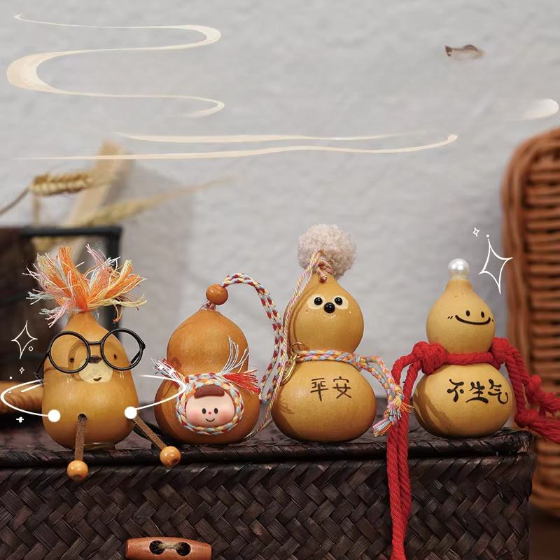 Handmade Wood Gourd Pendant Cute Cartoon Calabash Hanging Ornament Hand ...