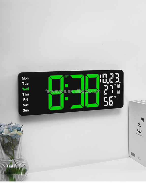 17.3 Inch LED Digital Wall Clock/calendar with Temperature