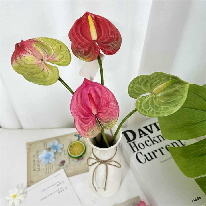 FL-212 Real Touch Anthurium Leaves Artificial Anthurium Flower Plants ...