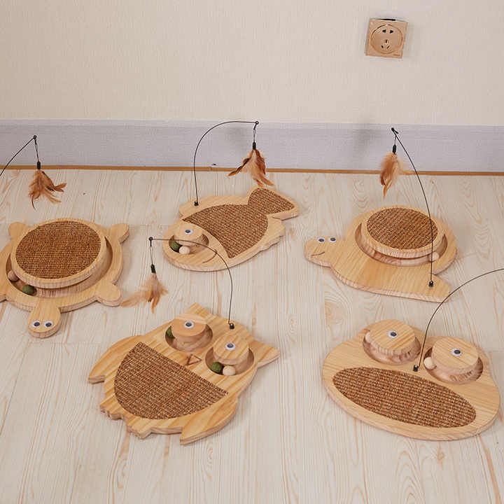 Natural Sisal Cat Scratching Board Solid Wood Cat Claw Board Tortoise ...