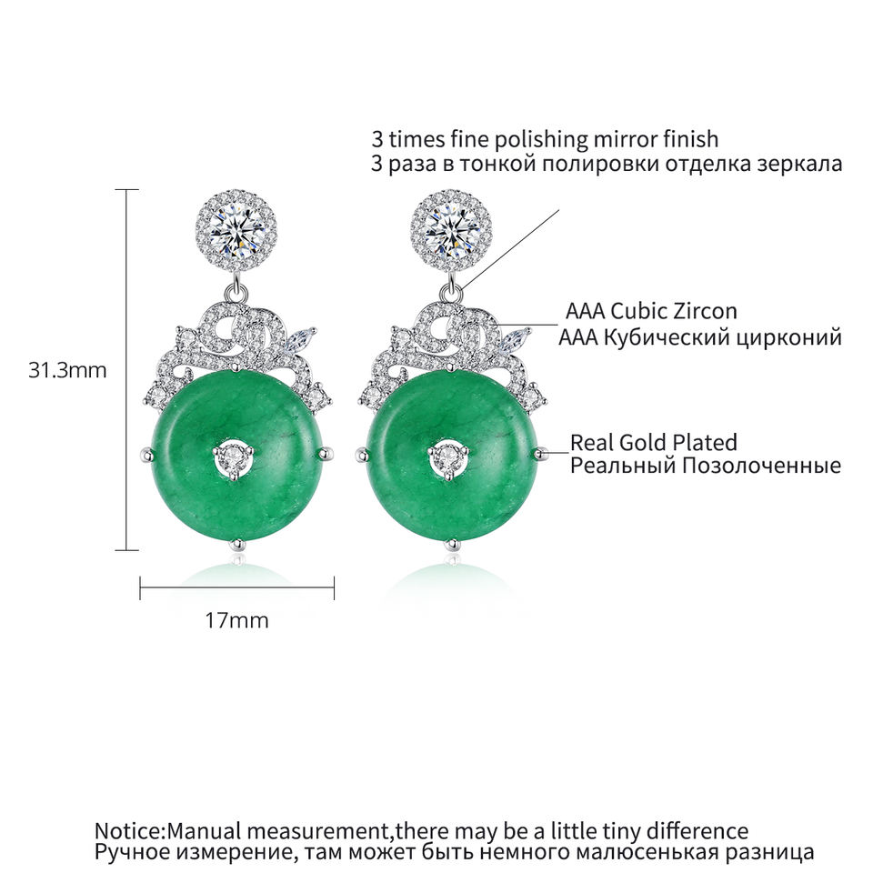 LUOTEEMI Jade Stone Earrings - Elegant & Unique Design