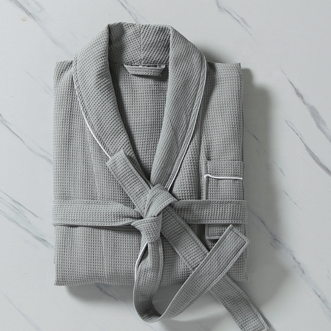 Luxury 100% Cotton Waffle Bathrobe & Slipper Set for Home