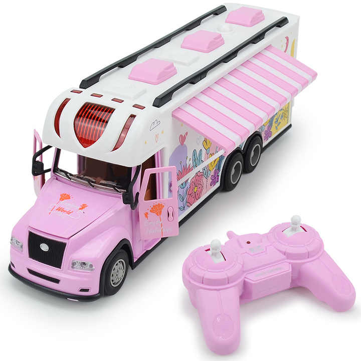 Pink Remote Control Truck with Food Set for Girls Rc Car Food Truck Toy ...