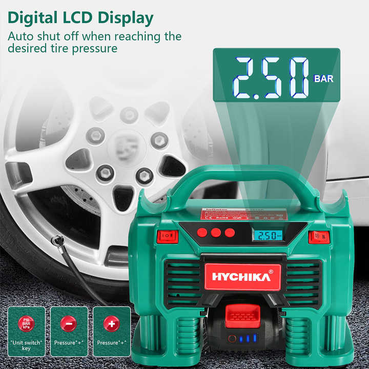 Air Compressor , HYCHIKA 160PSI Portable Tire Inflator with Pressure ...