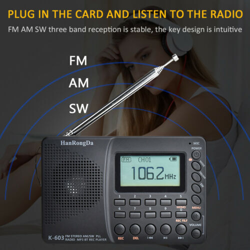 HRD-603 AM/FM/SW/BT/TF Portable Radio Digital USB MP3 Pocket Recorder Products from Yiwu Liufang ...