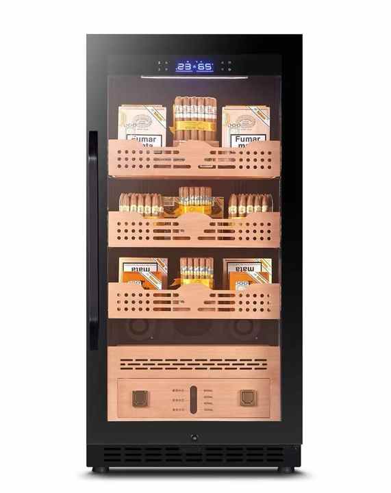 Compressor Mini Cigar Humidor Cabinet with Side LED Light and Lock ...