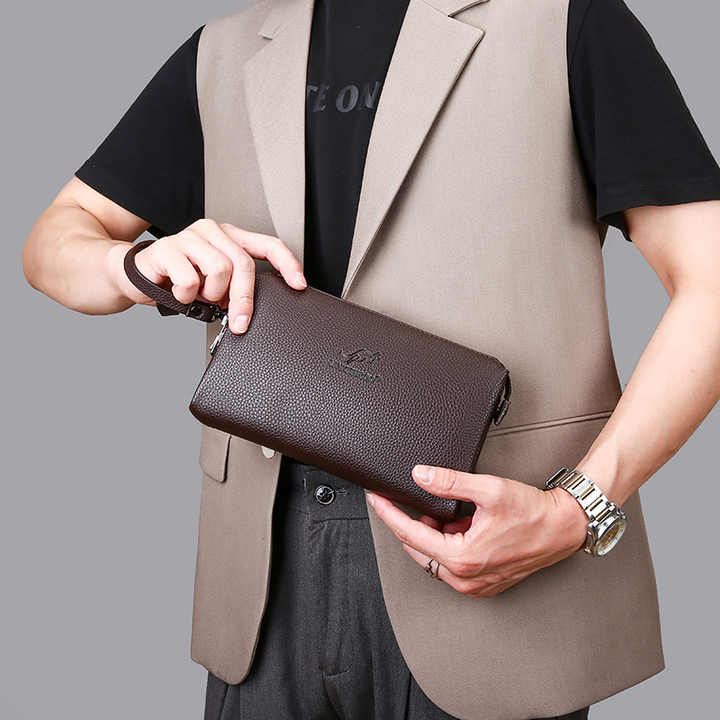 Fashion Men's Soft Leather Handbag - Fast Shipping Clutch Bag with ...