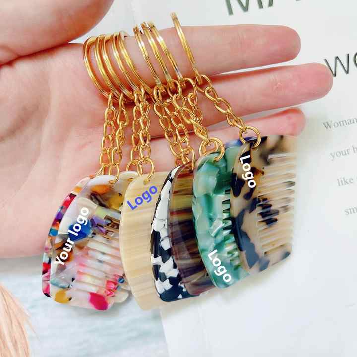 Qianjin Custom Logo Mini Comb Keychain - Elegant Hair Accessory