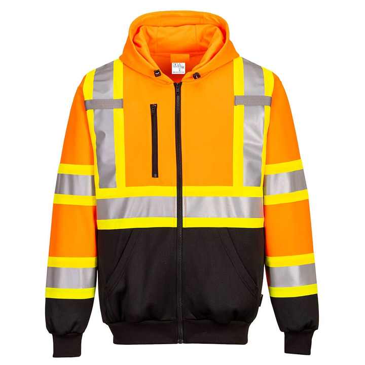 Men's High Visibility Safety Hoodie ANSI Class 3 Reflective Work ...