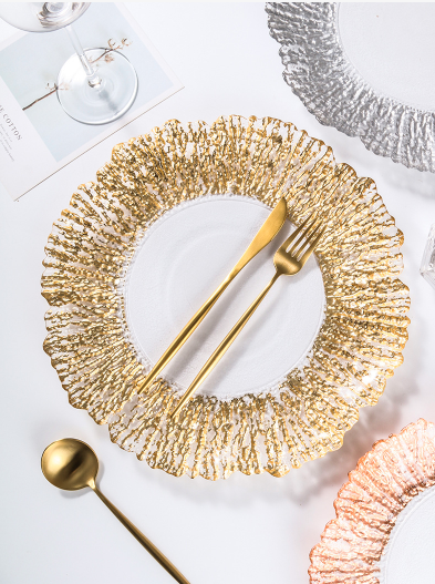 Wholesale Charger Plate Wedding Charger Plates Glass Plates with Gold ...