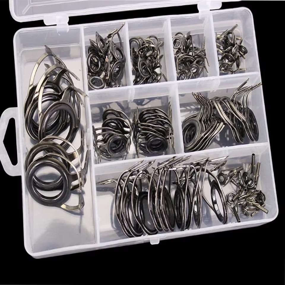 85 Pieces/box Stainless Steel Guide Ring Fishing Rod Repair DIY Guide ...