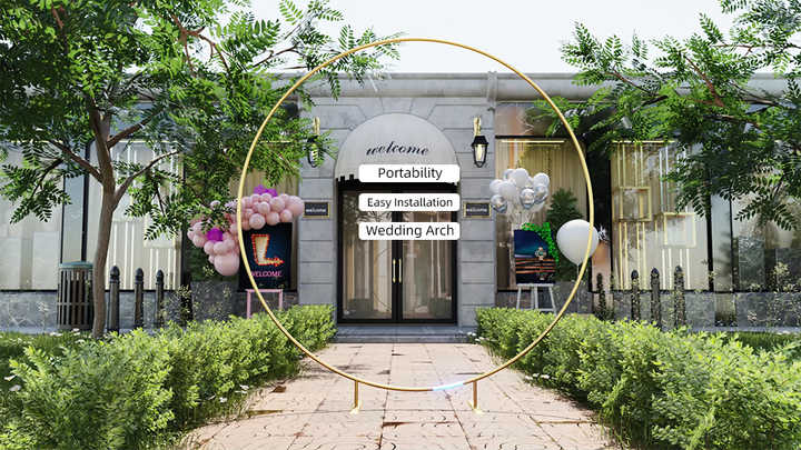 CYDISPLAY wedding arch stand frame backdrop gold metal flower circle ...