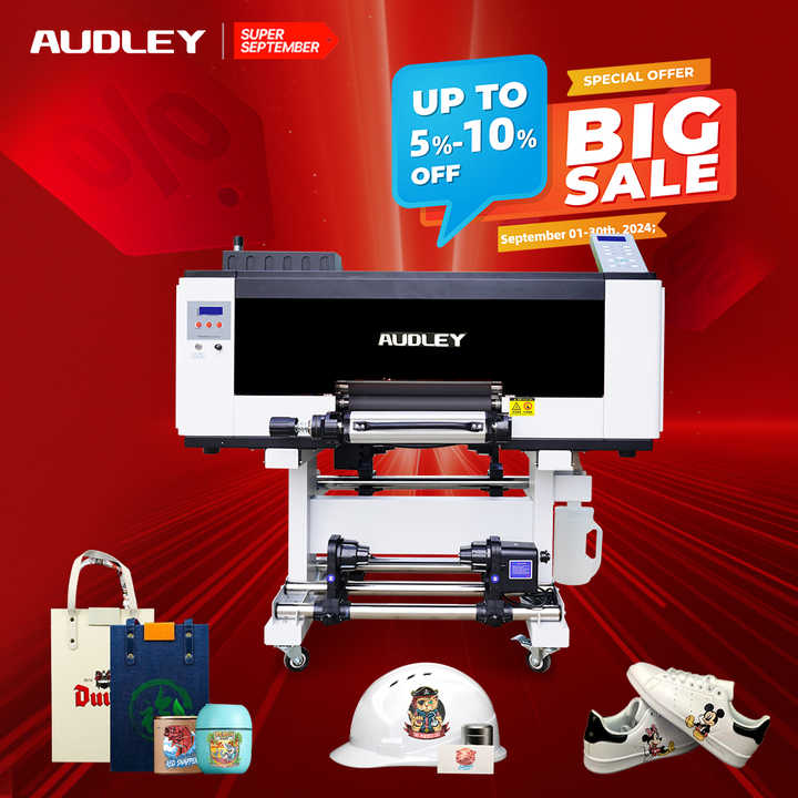 Audley 30cm A3 Mini UV DTF Printer Roll-on Roll-off Hot Sale 3pcs F1080A1 CMYKW Varnish for ...