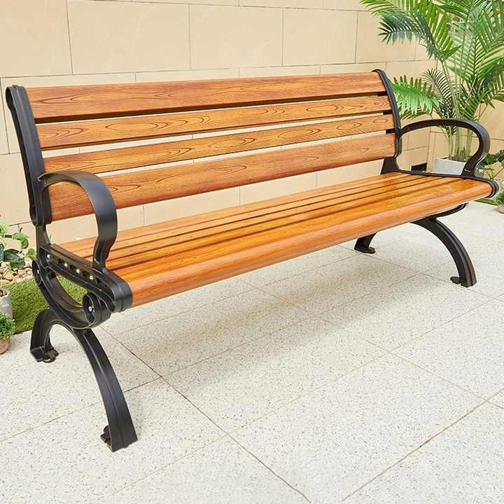 Modern Composite Outdoor Bench with Wood Slat Design - OEM Available