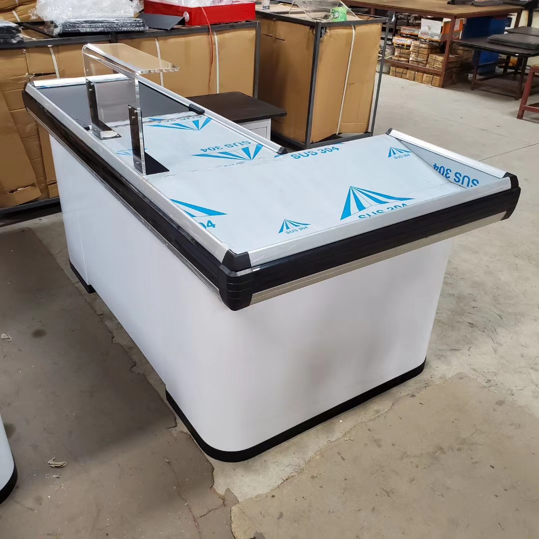 Cashier Counter with Conveyor Belt - Efficient Supermarket Design