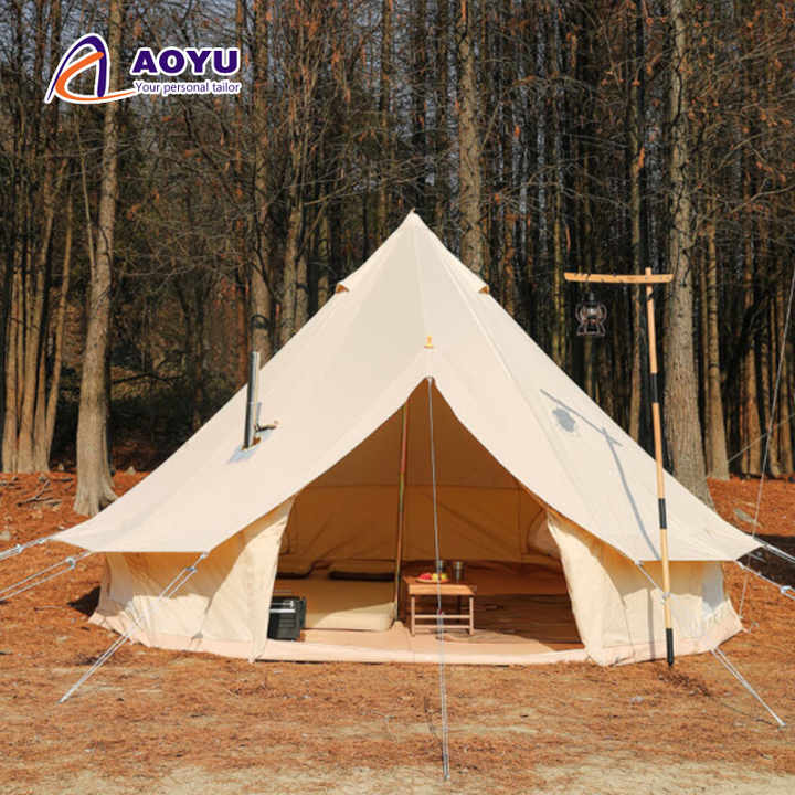 Outdoor Four-Season Luxury Glamping Yurt Tents with Wood Stove Canvas ...