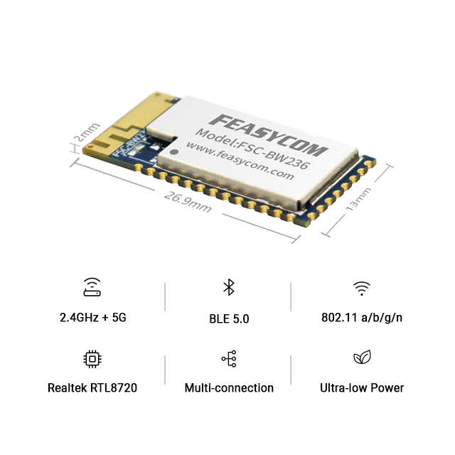 Feasycom Realtek RTL8720 - High-Speed BT 5.0 Wi-Fi Module