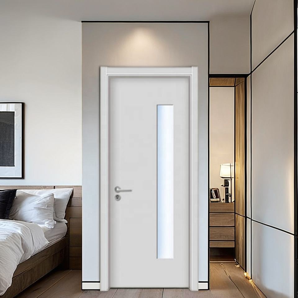 Modern Flat Panel Gray Interior Glass Door Waterproof Honeycomb Filled ...