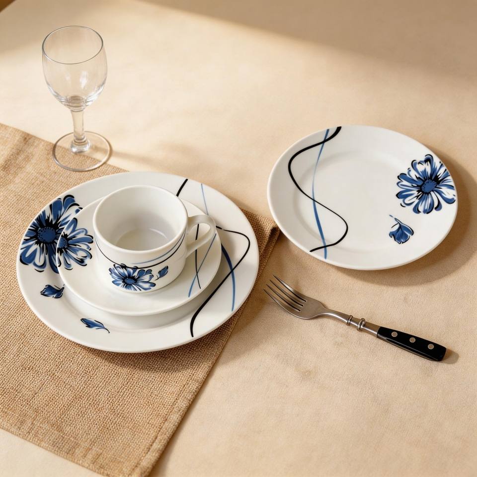 Dandelion Decor Design Hunan Porcelain 4-Piece Dinnerware Sets-Harvit ...