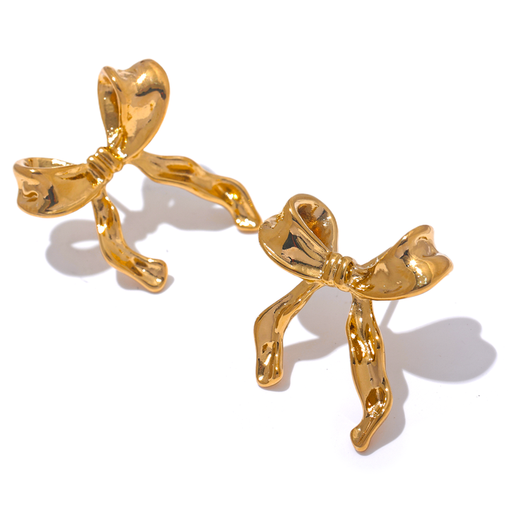 JINYOU 3505 Stainless Steel 316L Metal Bowknot Bow Trendy Earrings 18K PVD Plated Popular ...