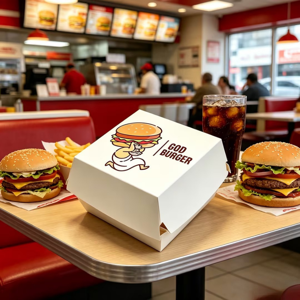 Eco-Friendly Biodegradable Paper Burger Boxes Disposable Compostable ...