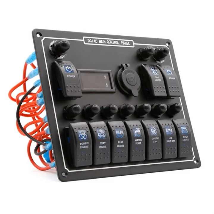 High Performance 10 Gang LED Light Rocker Switch Panel 12V 24V Marine ...