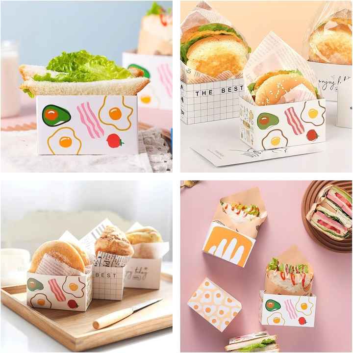 Thick Egg Toast Paper Box for Breakfast Lunch Dessert Packaging ...