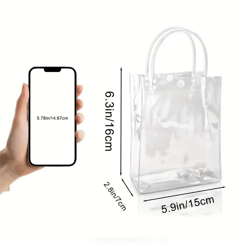 100PCS Portable Eco-Friendly Transparent PVC Handle Bags, with Flexible ...