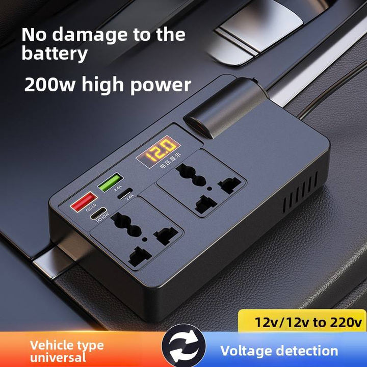 Car Inverter 12V 24V 220V High-power Universal Car Charger Digital ...