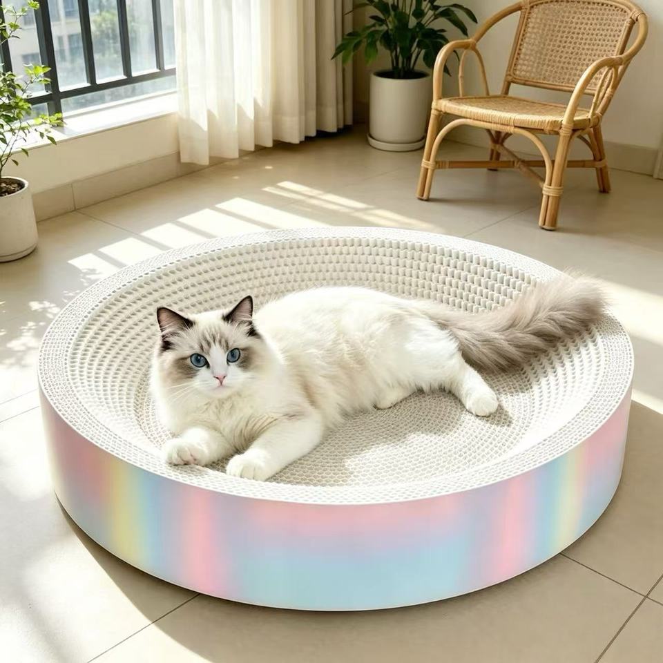 Durable Corrugated Cardboard Cat Scratcher Bed Oval Bowl Shaped Cat ...