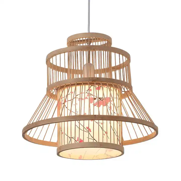 New Vintage Bamboo Wicker Rattan Wave Shade Pendant Light Hanging ...