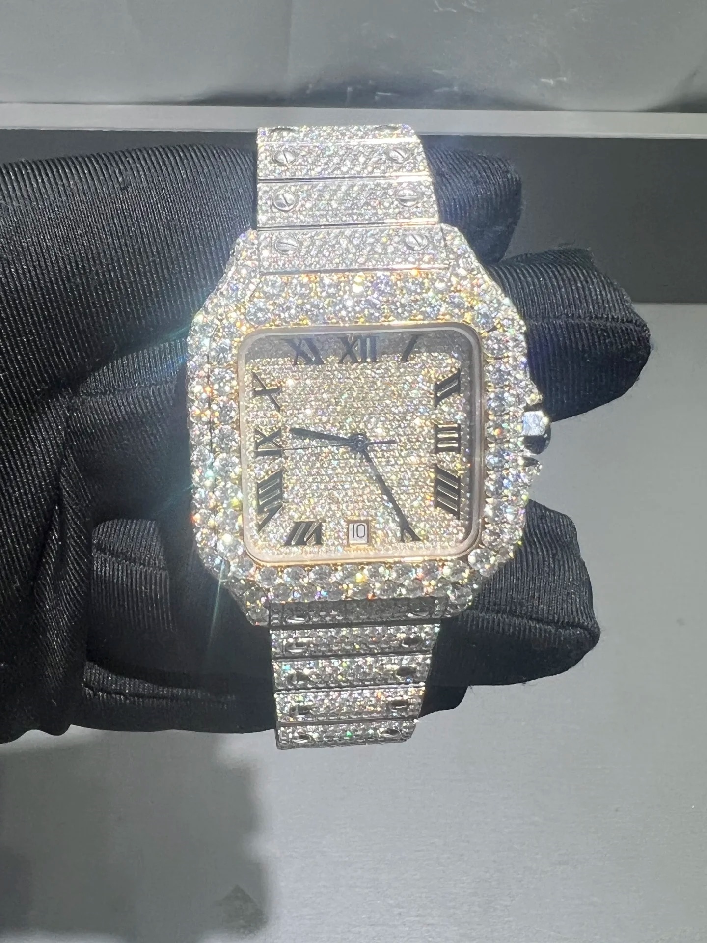 Luxuriöse Frosted Watch_1 – VVS-Moissanit-Diamanten für Herren