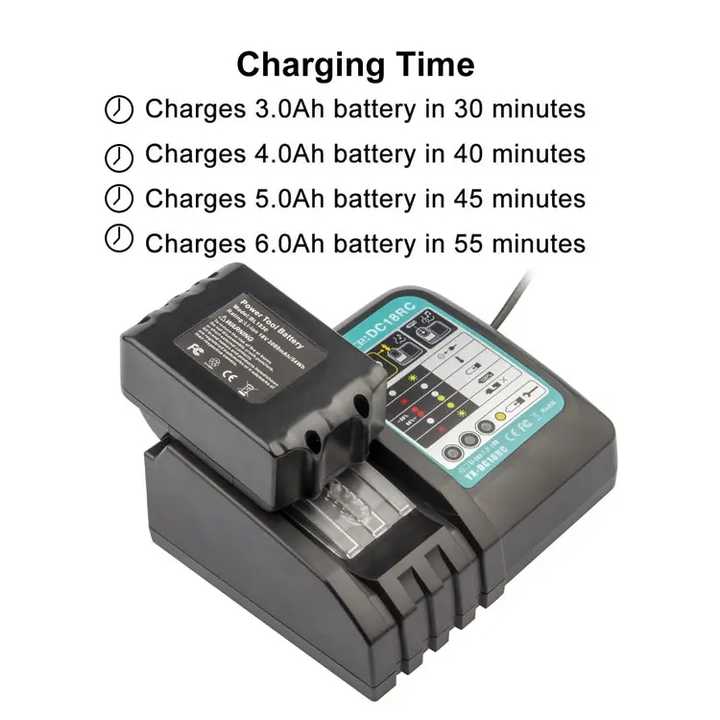 DC18RC 18V 3.0A Fast Li-ion Charger Replacement for Makita 14.4V and 18V LXT Li-ion Battery ...
