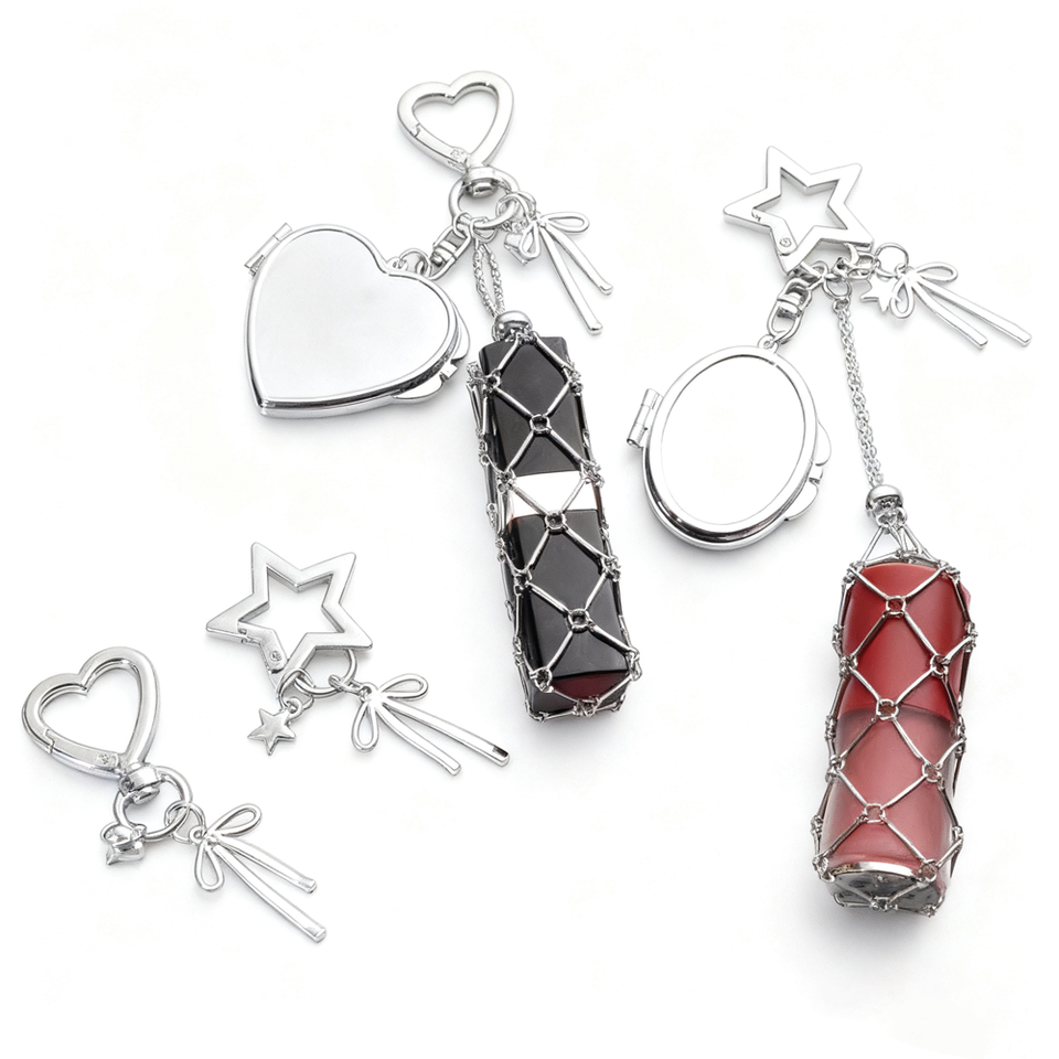 Stainless Steel Mesh Knot Lipstick Holder Net Bag Chain Women Star ...