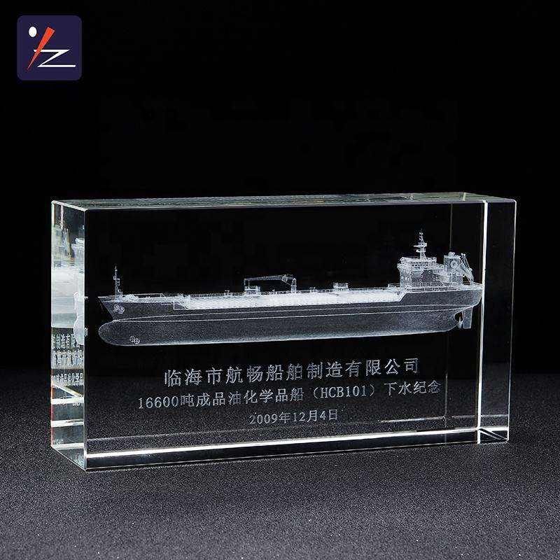 Clear Rectangle Crystal 3d Laser Engraved Crystal Cube K9 Crystal Glass ...