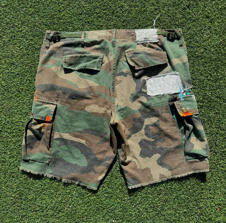 Shop Custom Utility Pocket Camo Distressed Jorts for Men
