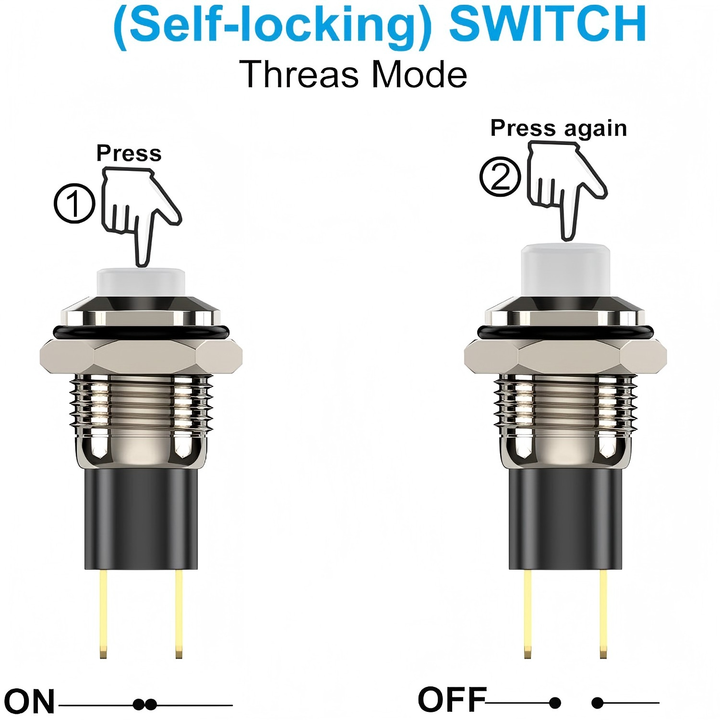 Mini 10mm White Cap Push Button Switch 1PCS Self-Locking Latching 0.5A ...