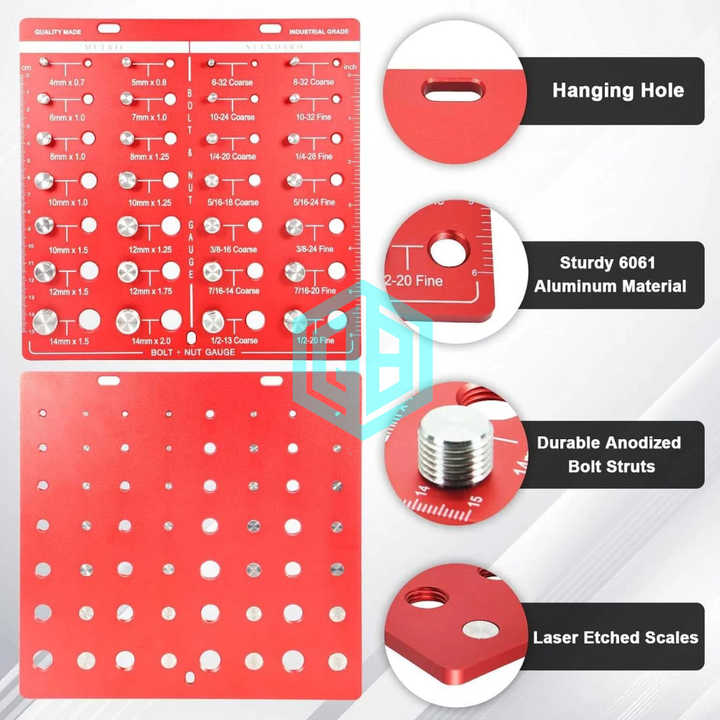 Rapid Thread Gauging Tool 28 Sizes Quick-Read Ruler Markings Screw ...