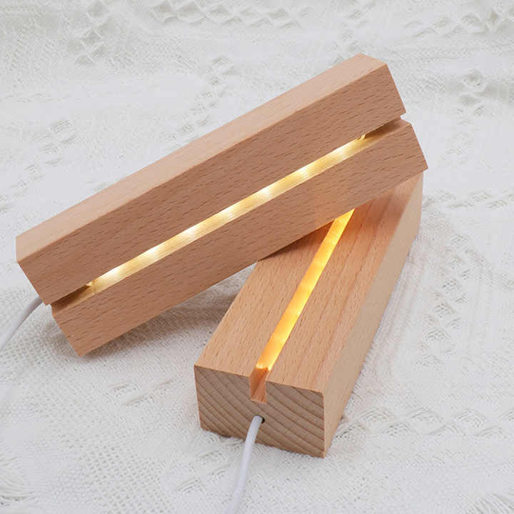 Solid Beech Wood Led Night Light Base with Rectangular Strip Diy ...