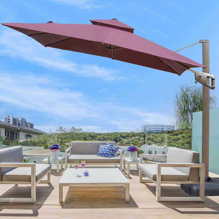 Commercial Customized Logo Sun Shade Parasol with LED Garden Cantilever ...