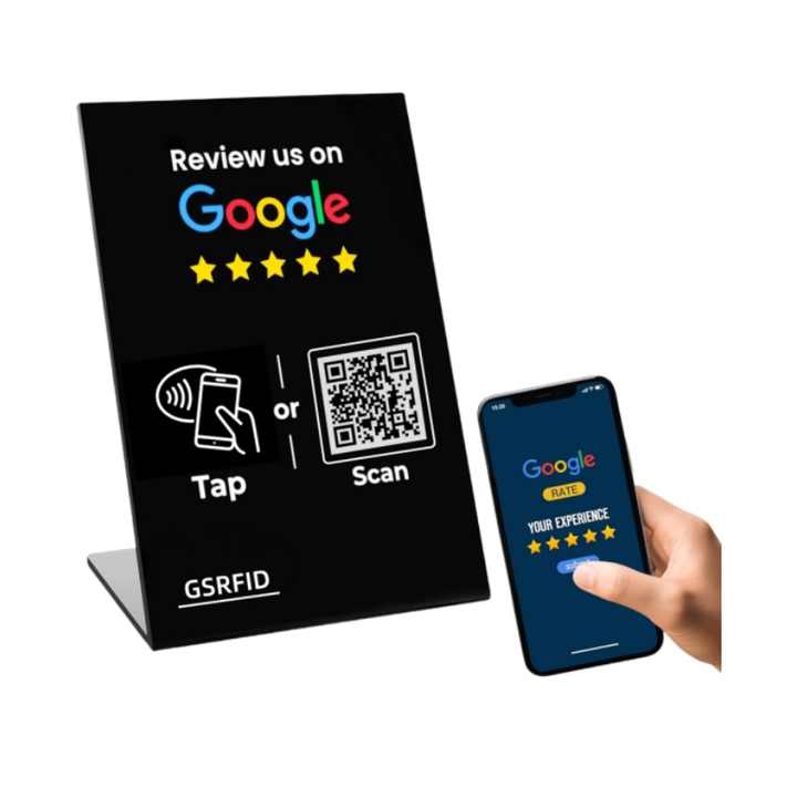 Custom Google Review NFC Table Stand - Acrylic & Waterproof