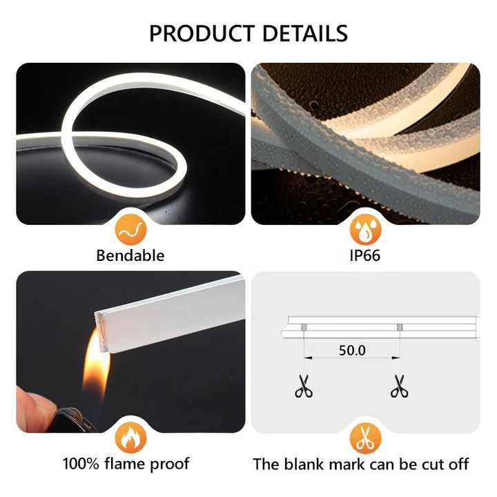 12*12mm Black Flexible Silicone LED Neon Smart Lighting