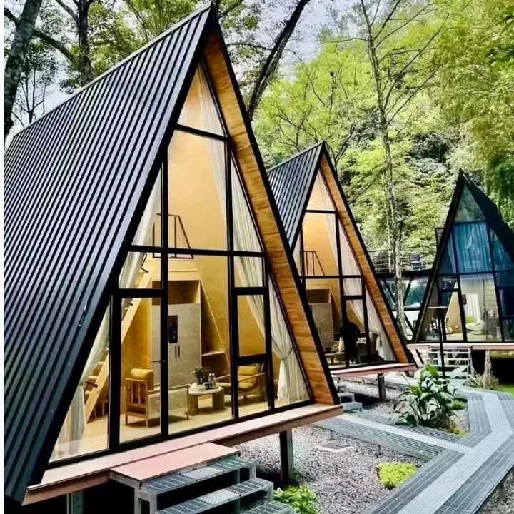 Zent Customized Cabin a Frame House Steel Decorative Facade Camping ...