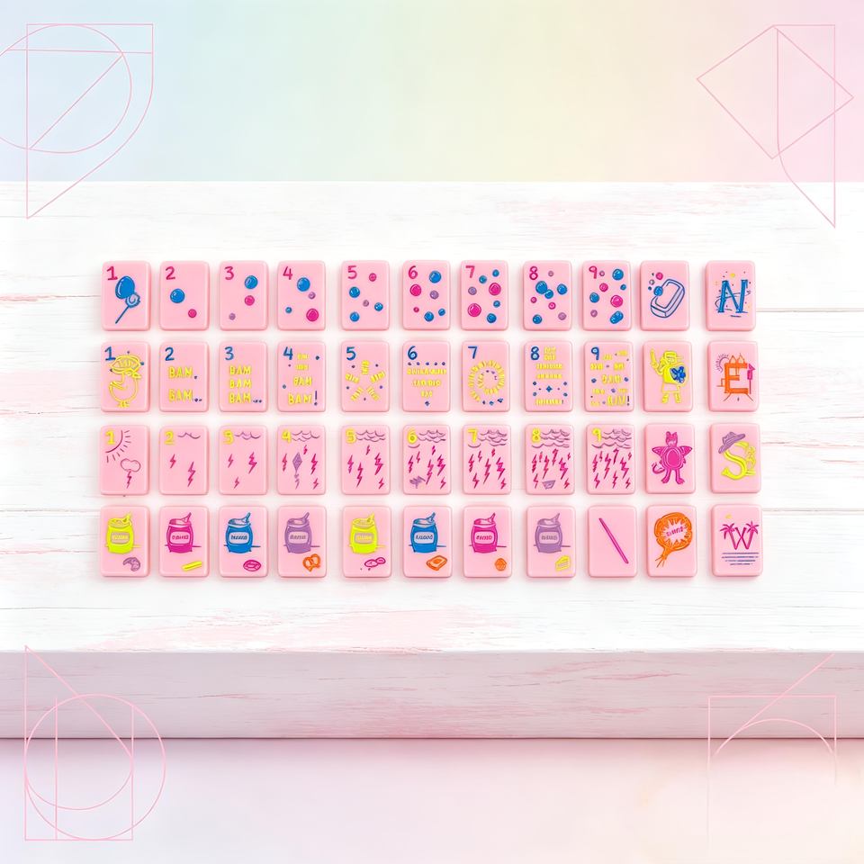 Pink Acrylic Luxury Modern American Mahjong Tiles 160 Pieces with ...